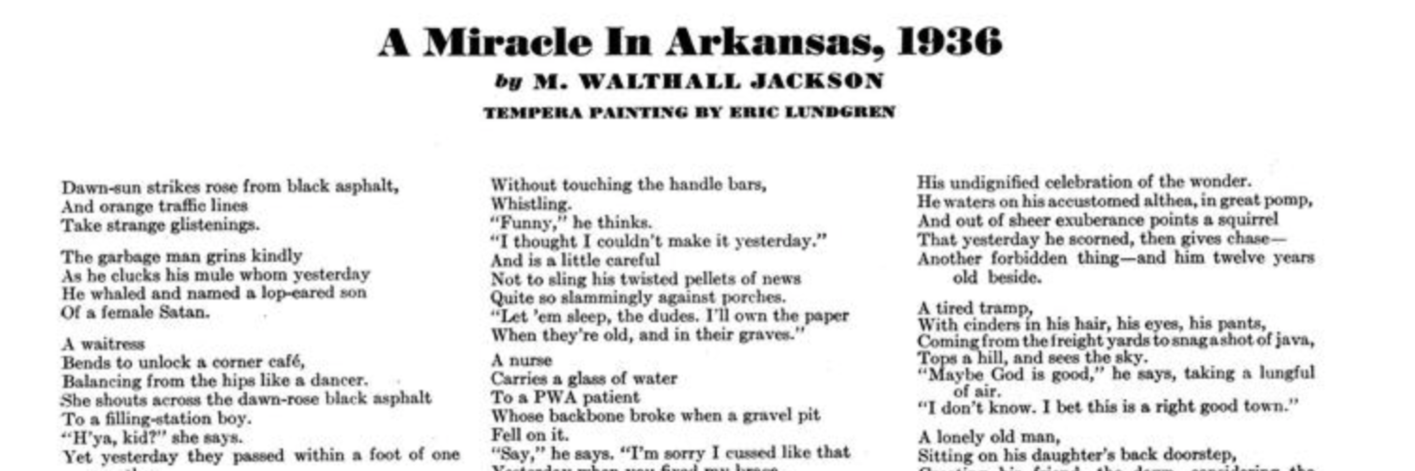 A Miracle In Arkansas, 1936 | Esquire | AuGUST 1937