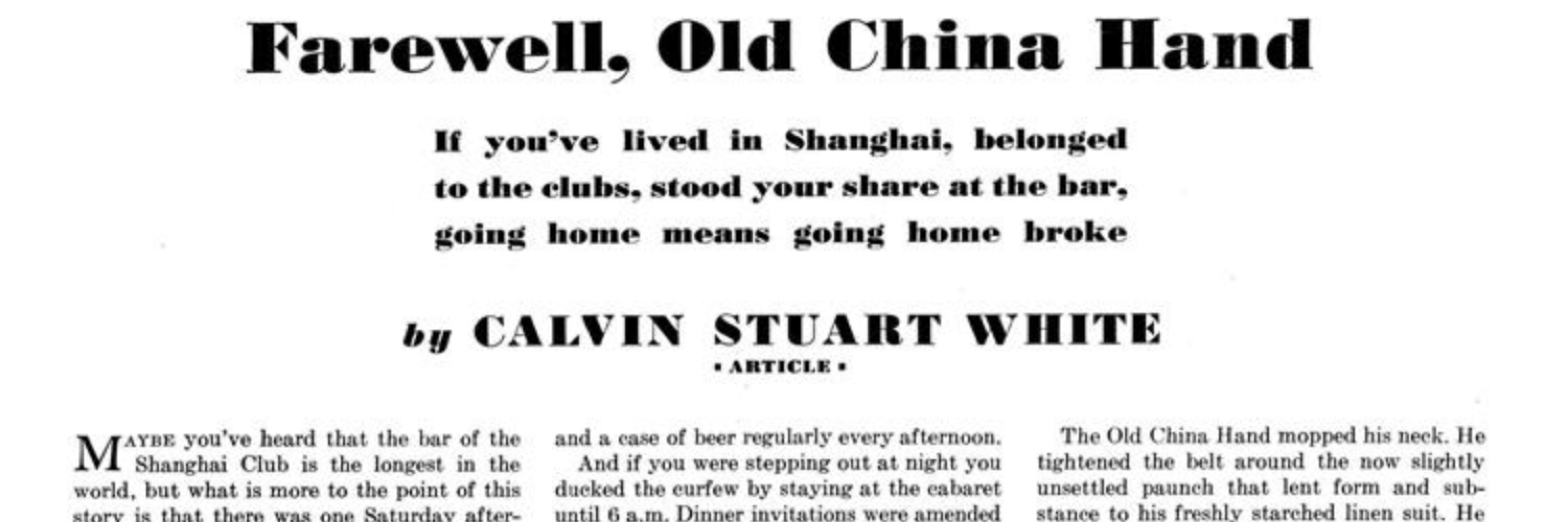 Farewell, Old China Hand | Esquire | JULY 1938