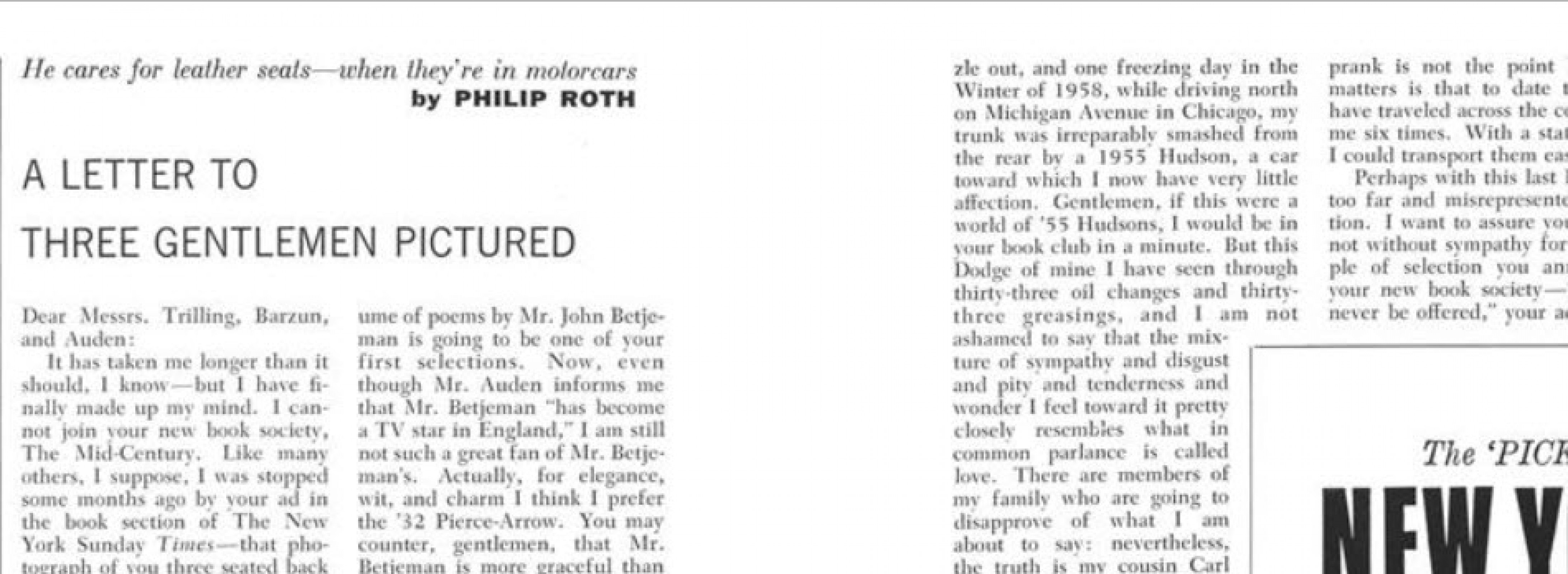 A LETTER TO THREE GENTLEMEN PICTURED | Esquire | MARCH, 1960