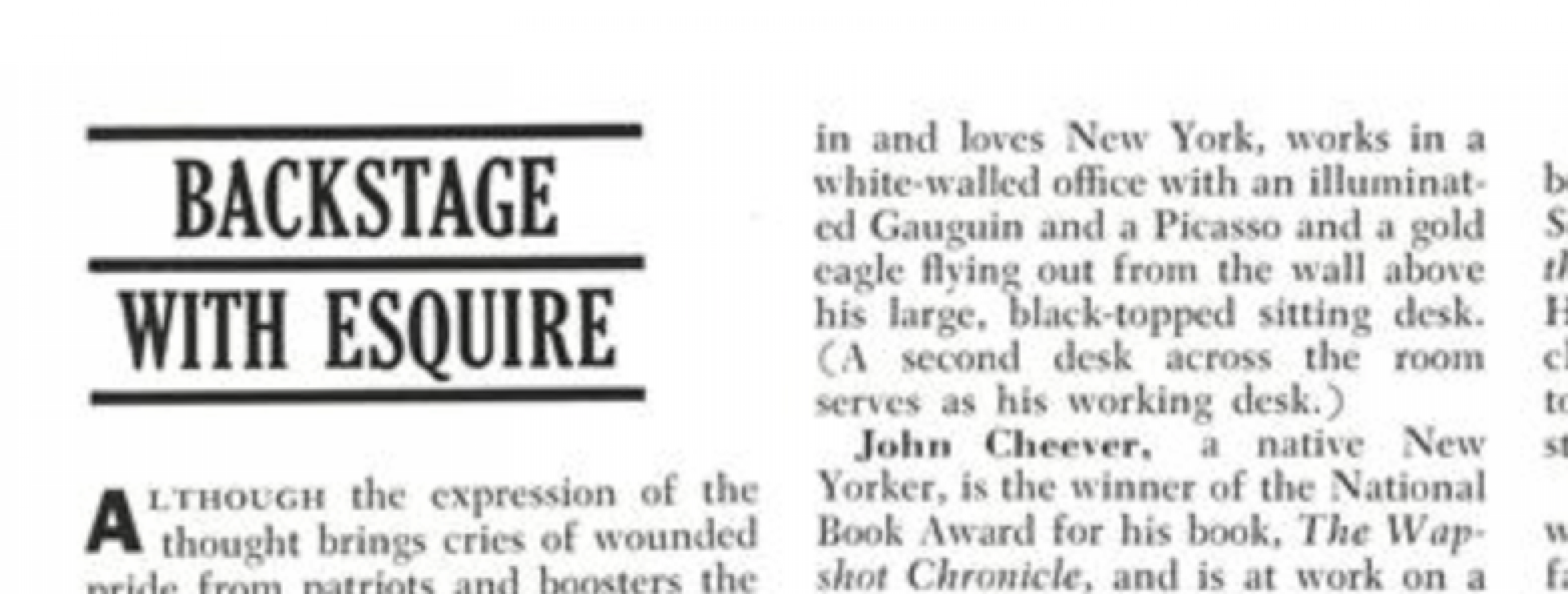 Backstage with Esquire | Esquire | JULY, 1960