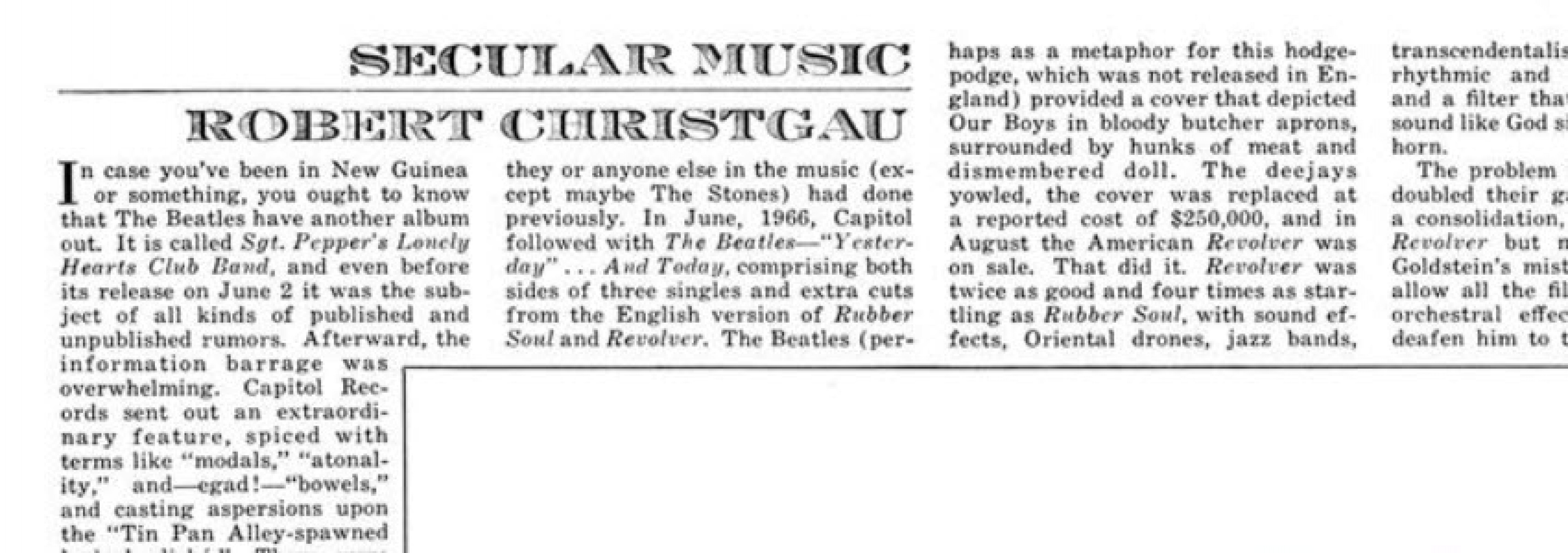 Secular Music | Esquire | DECEMBER 1967