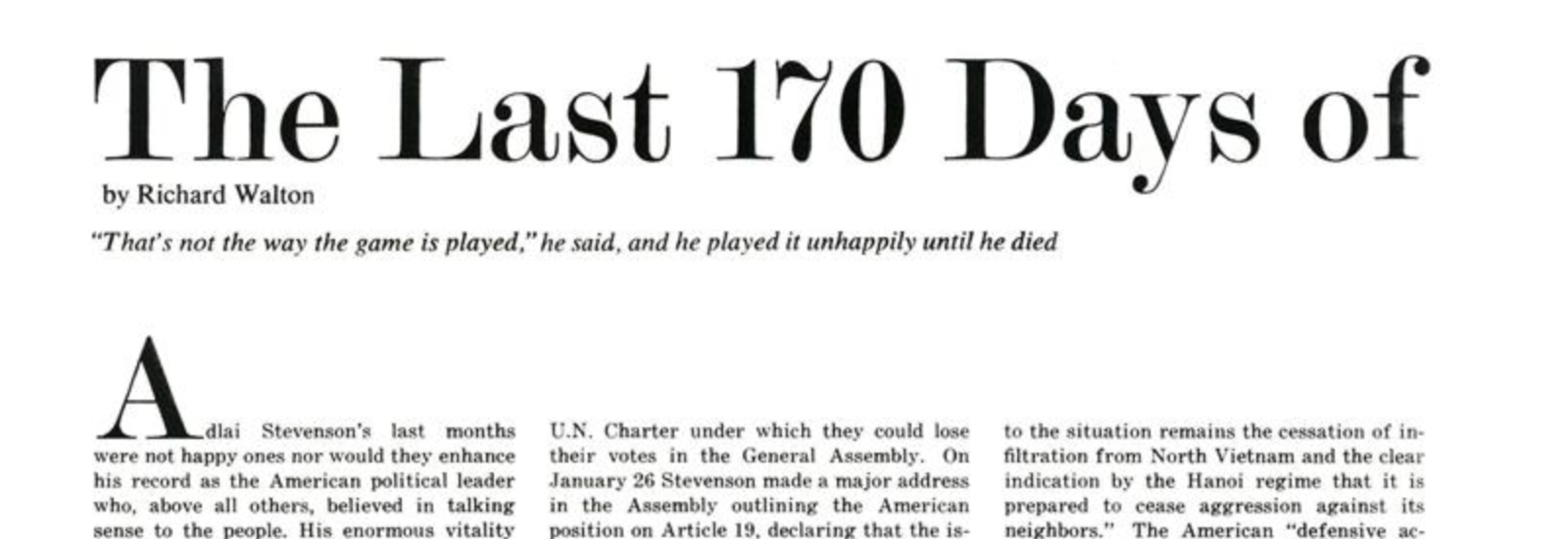 The Last 170 Days of Adlai Stevenson | Esquire | SEPTEMBER 1968