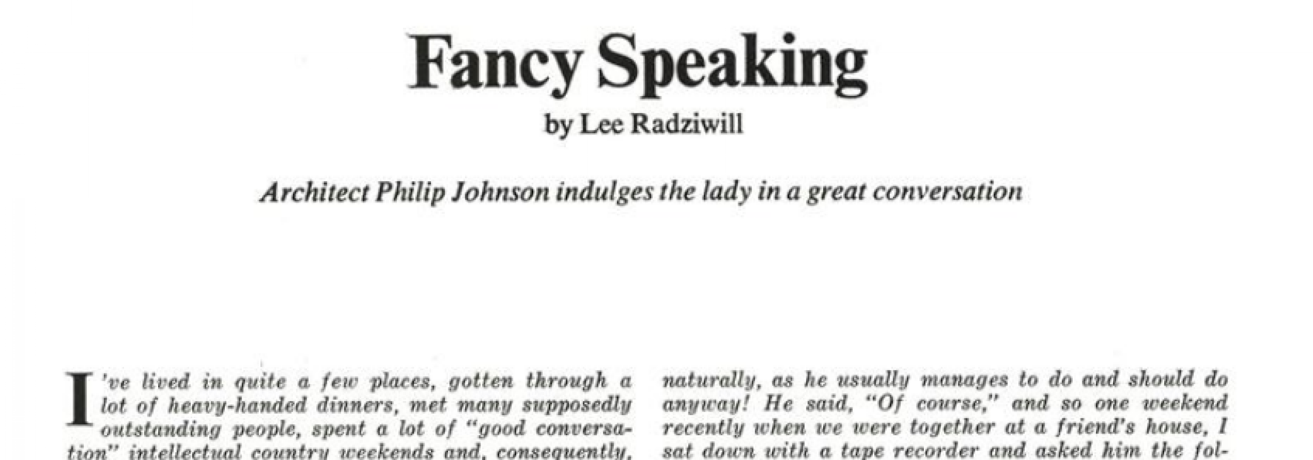 Fancy Speaking | Esquire | DECEMBER 1974