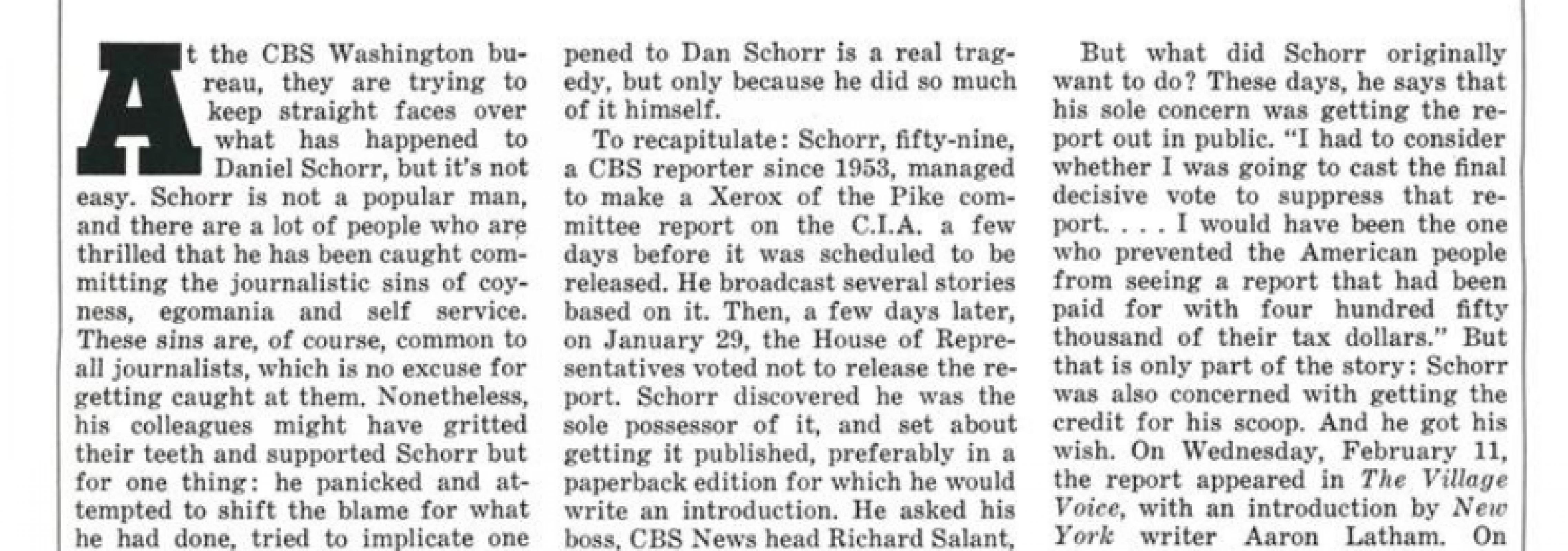 The Rain That Falls on Daniel Schorr's Parade | Esquire | JUNE 1976