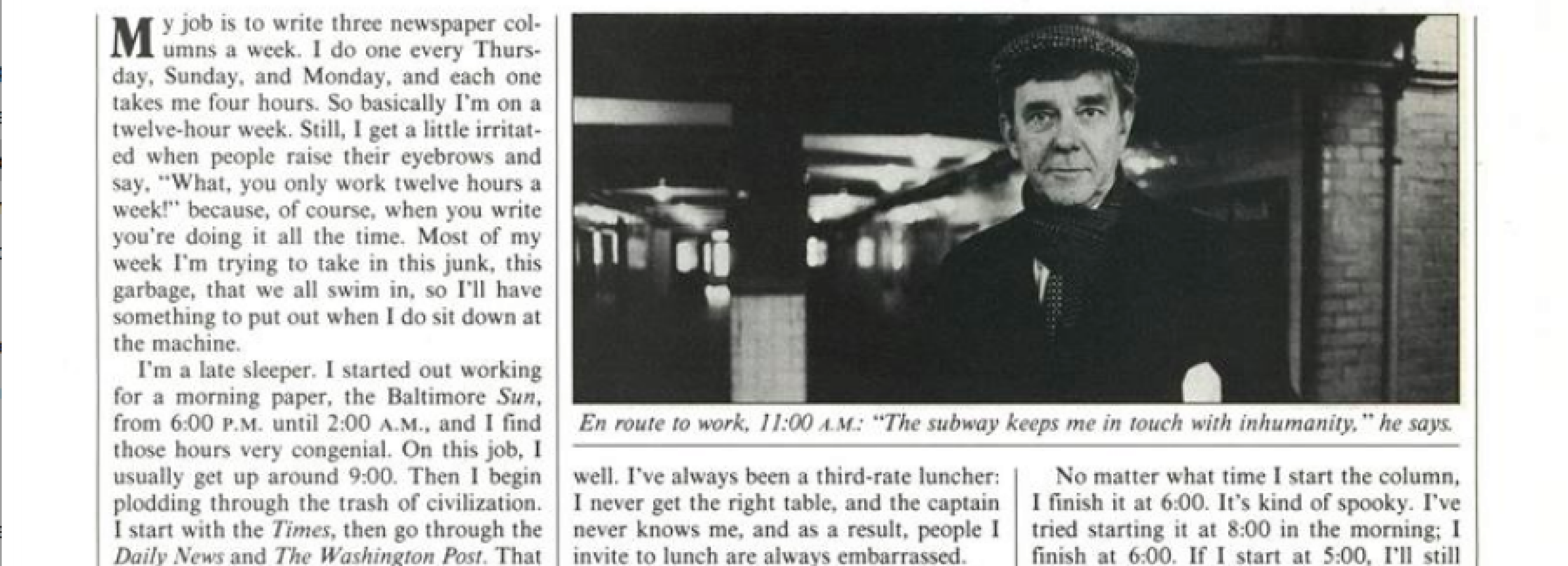 Russell Baker: A Day in the Life | Esquire | January 30,1979