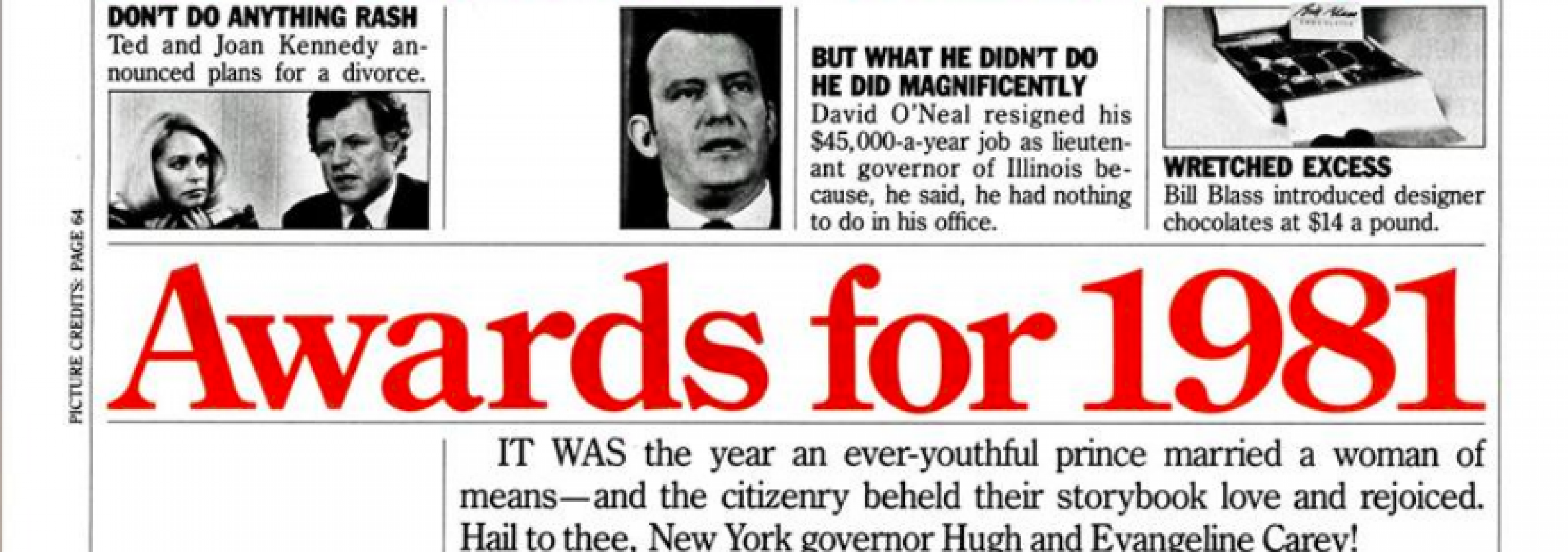 Dubious Achievement Awards for 1981 | Esquire | JANUARY 1982