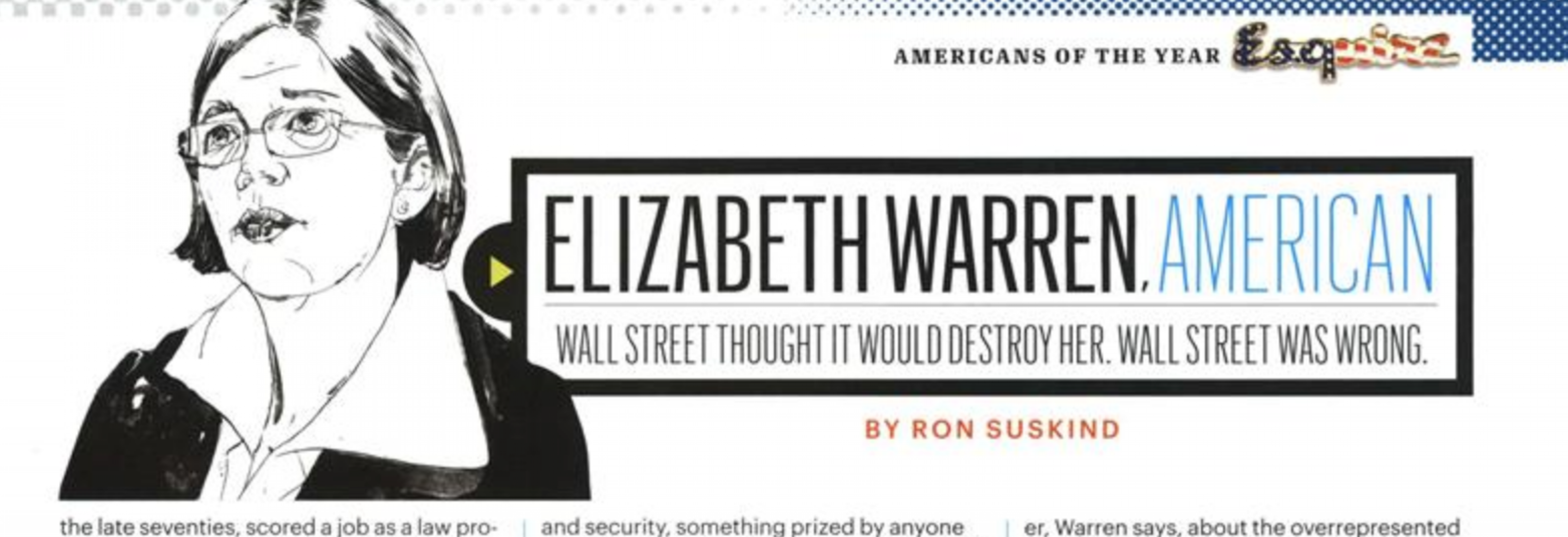Elizabeth Warren, American | Esquire | DEEMBER 2011