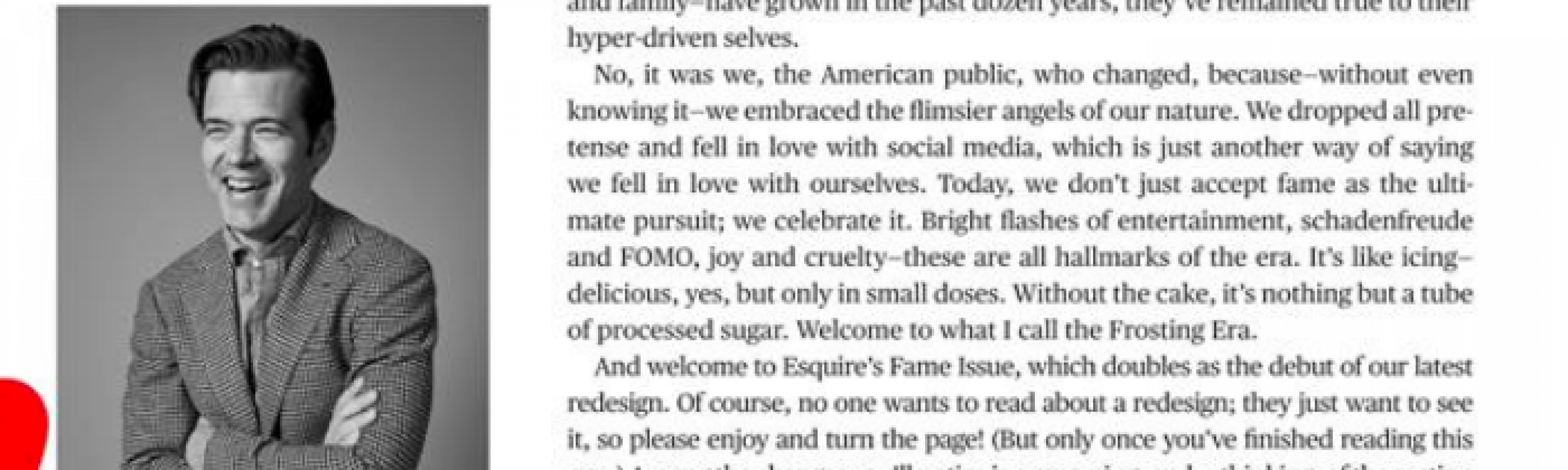 A LETTER FROM THE EDITOR | Esquire | MARCH 2020